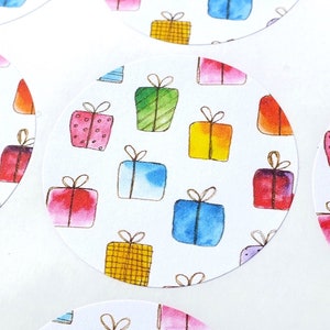 Gift Box Stickers for Gift Wrap Colourful Birthday or Christmas ...