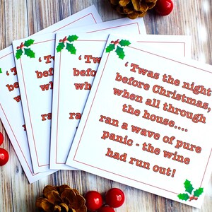 Funny Christmas Cards - Pack of 4 - Wine & Drinking Humour Xmas Card ...