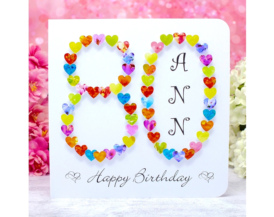80th Birthday Card Personalised Age 80 Card Handmade - Etsy