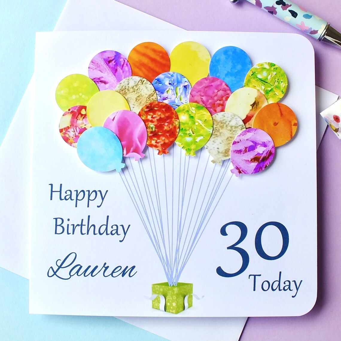 30th Birthday Card Personalised Age 30 Birthday Balloons - Etsy