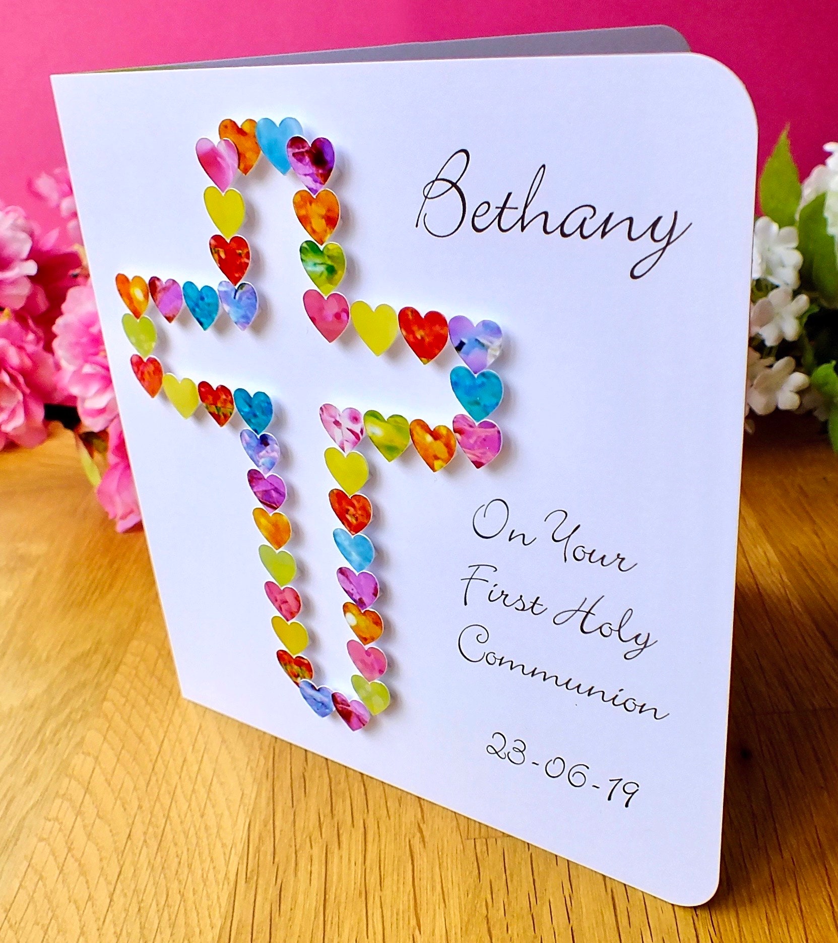 First Holy Communion Card Handmade and Personalised With | Etsy UK