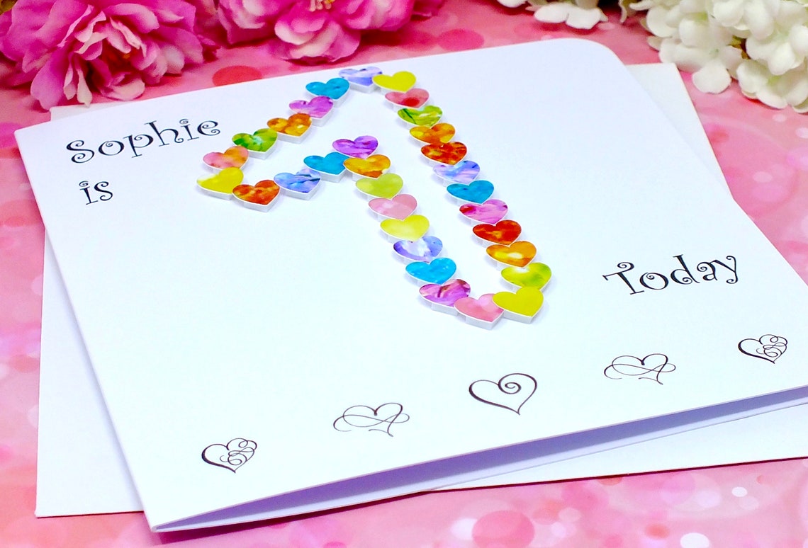 1st Birthday Card Personalised and Handmade First Birthday | Etsy