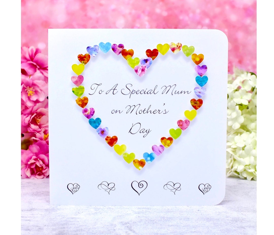 To a Special Mum on Mother's Day Card Colourful Handmade Love Heart ...