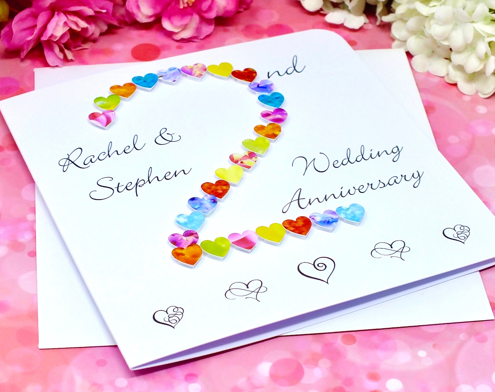 2nd Wedding Anniversary Card Handmade Personalised Second 2nd - Etsy UK
