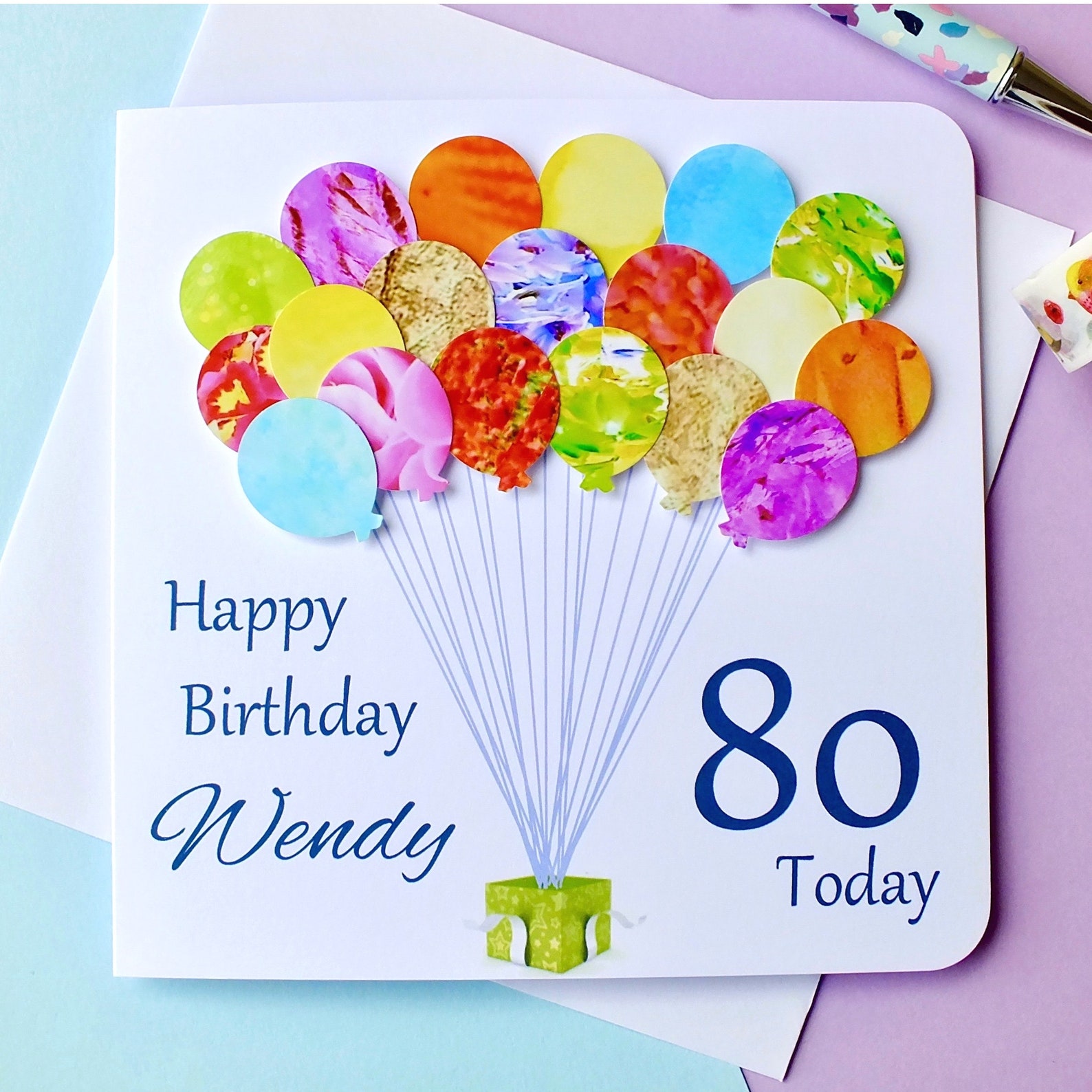80th Birthday Card Personalised Age 80 Birthday Balloons - Etsy