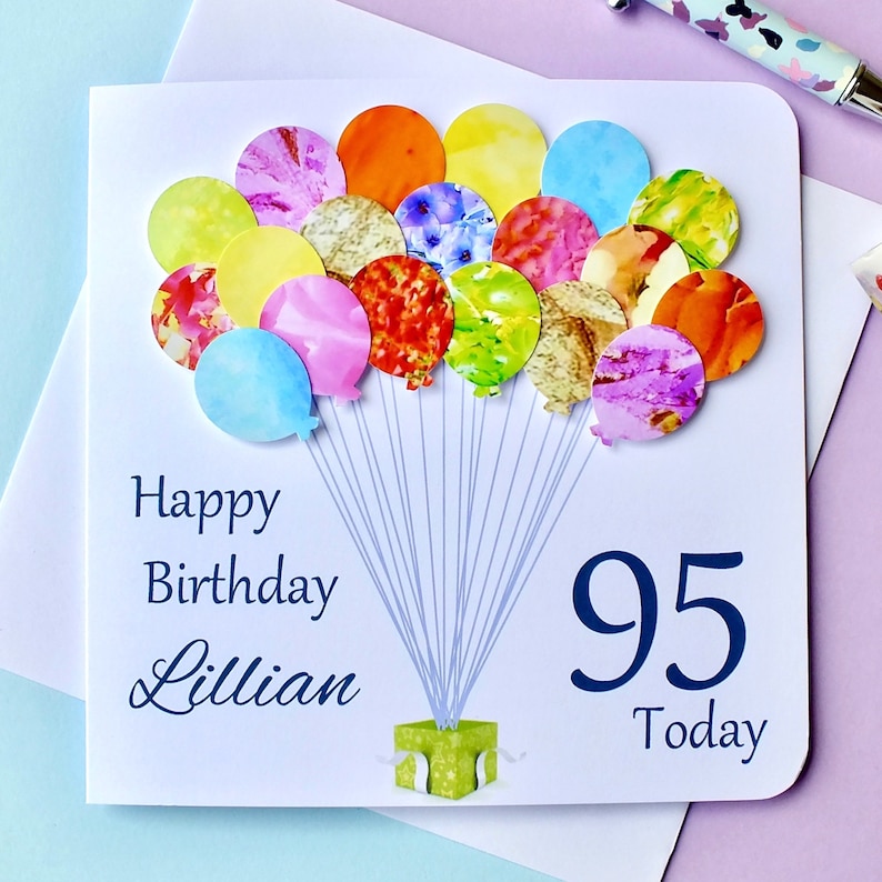 95th Birthday Card Personalised Age 95 Birthday Balloons - Etsy Canada