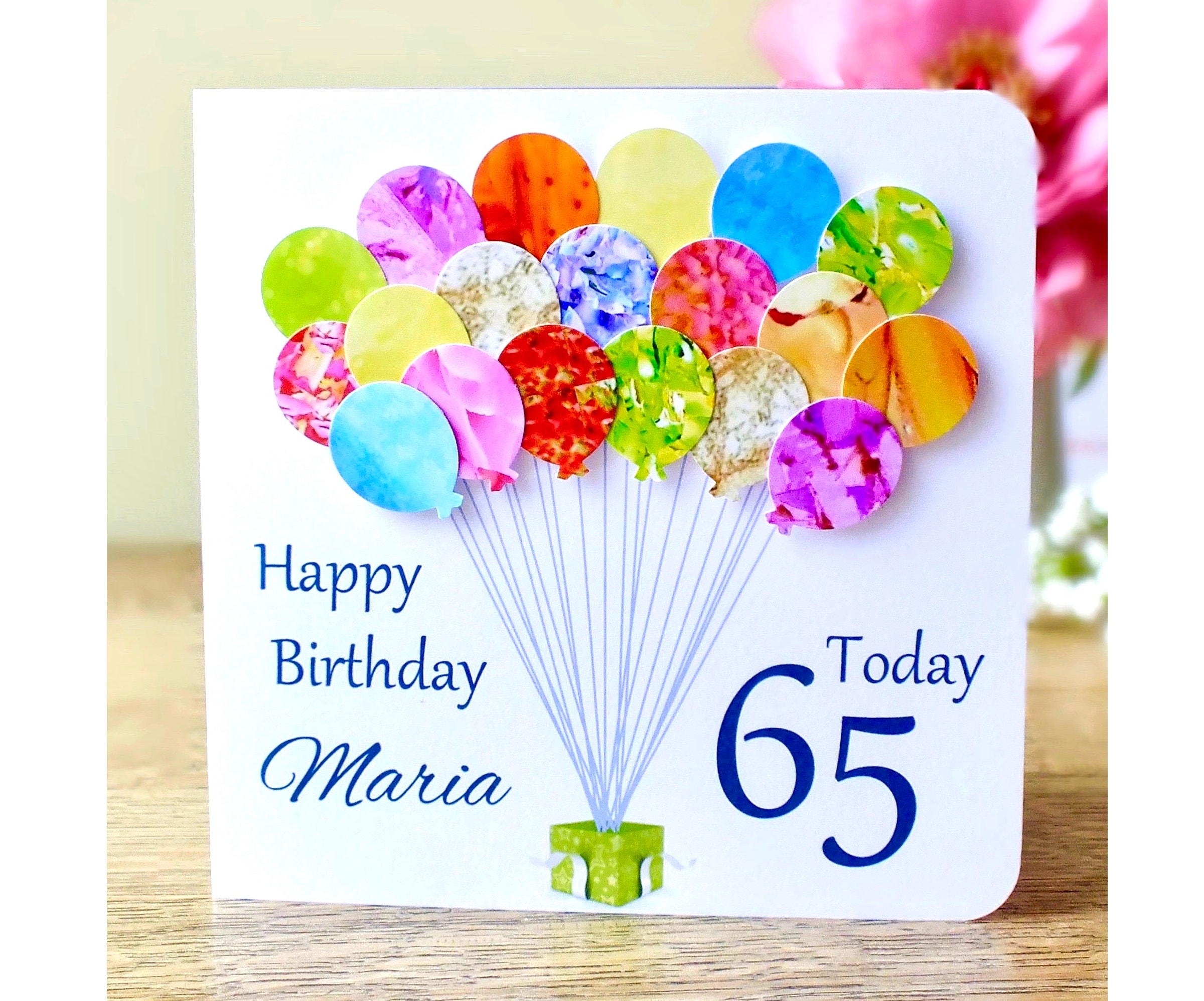 65th Birthday Card Personalised Age 65 Birthday Balloons - Etsy