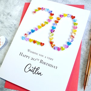 20th Birthday Card - Handmade and Personalised Age 20 Cards for Her ...