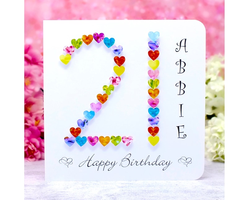 21st Birthday Card - Personalised Age 21 Card, Multi-coloured ...