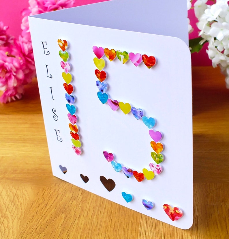 15th Birthday Card Age 15 Birthday Card Handmade & | Etsy