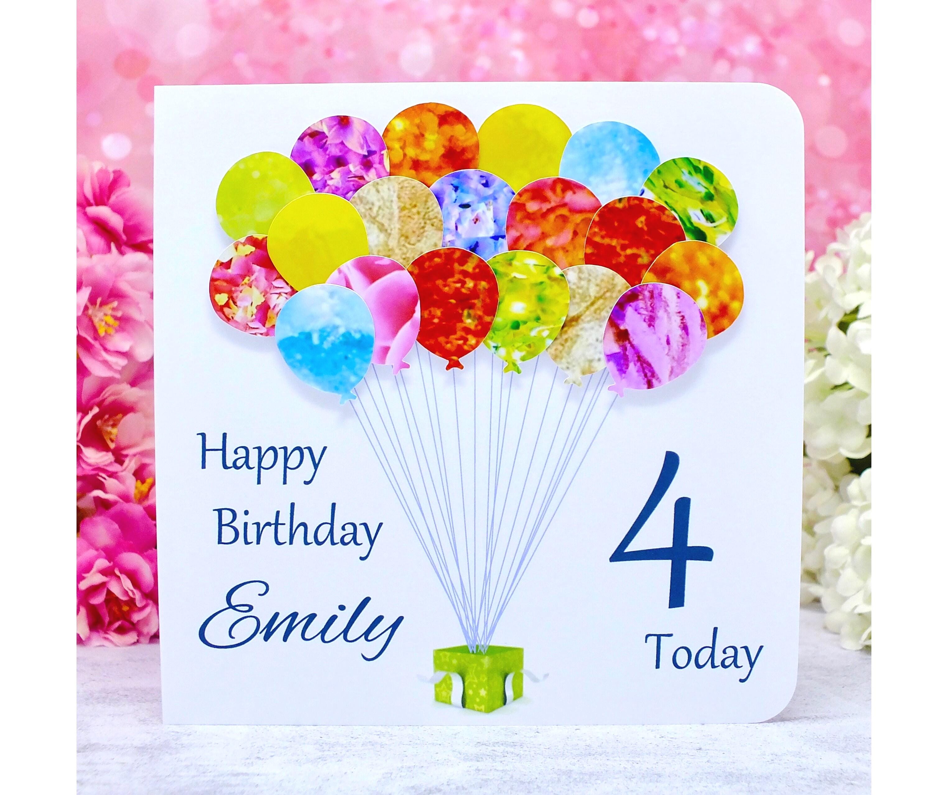 4th Birthday Card - Personalised Age 4 Birthday Card - Handmade for ...