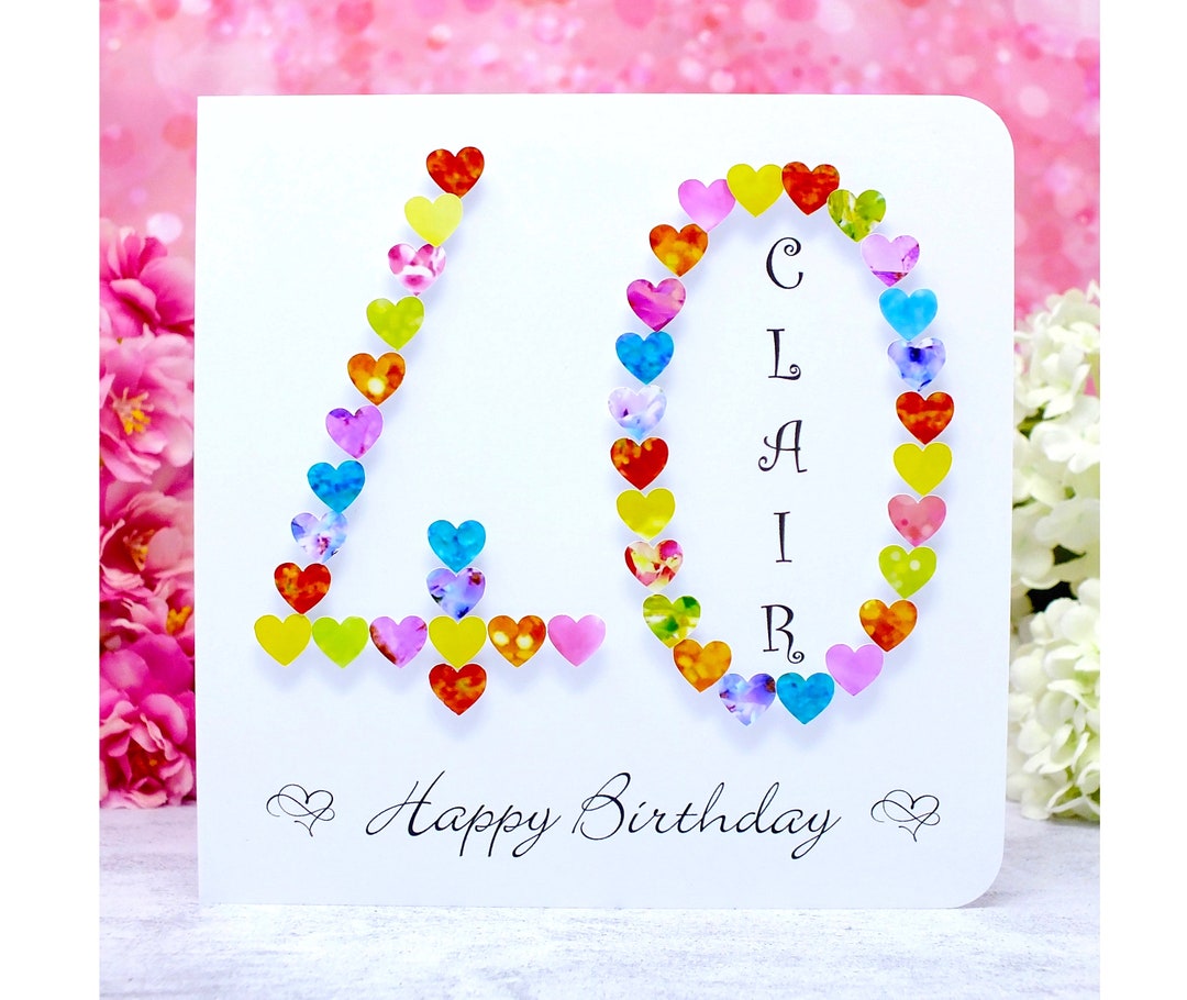 40th Birthday Card - Personalised Age 40 Card, Handmade & Customised ...