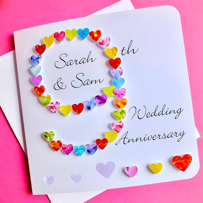 9th Wedding Anniversary Card Handmade and Personalised with | Etsy
