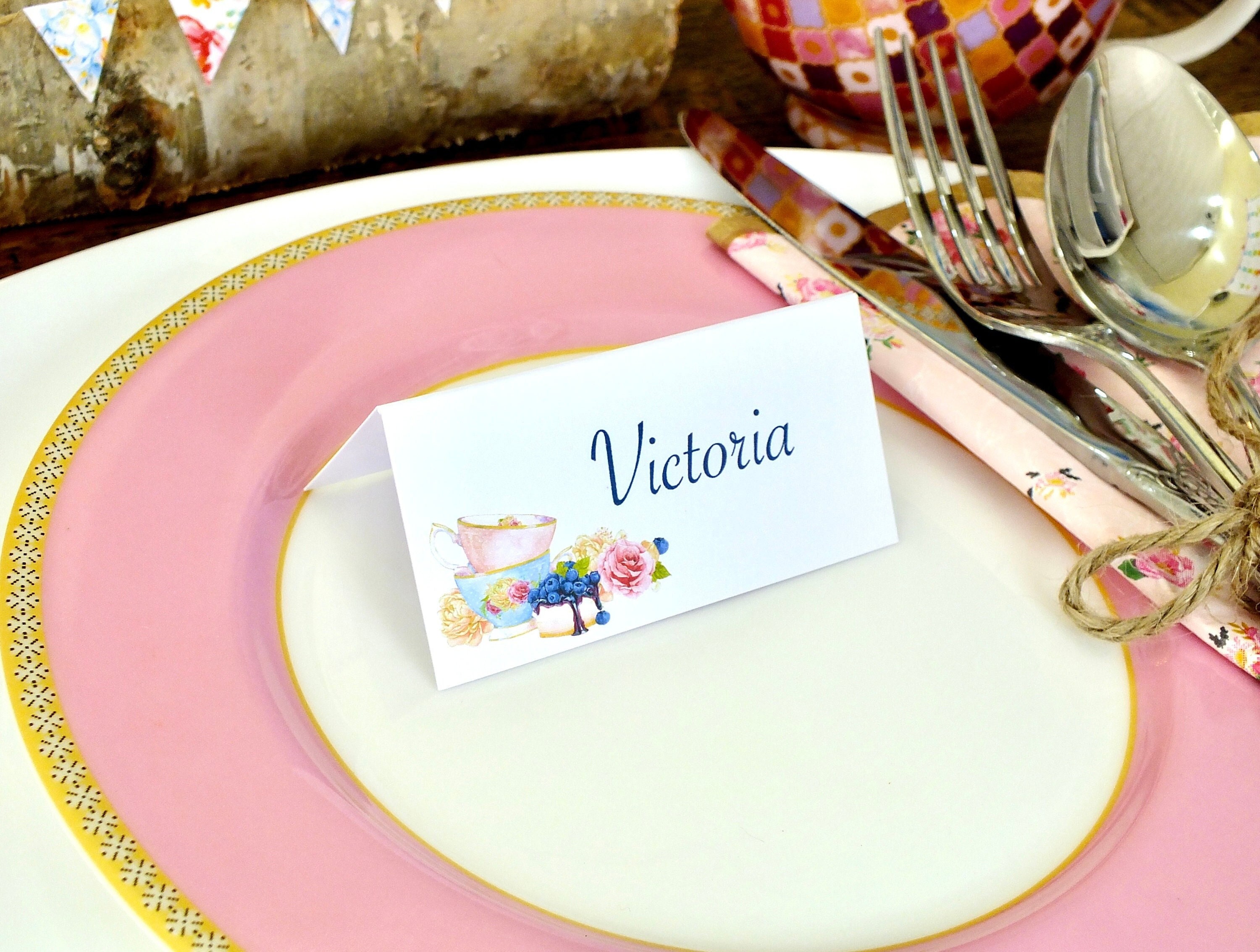 Afternoon Tea Place Cards - Vintage Wedding / Dinner Party Guest Table ...