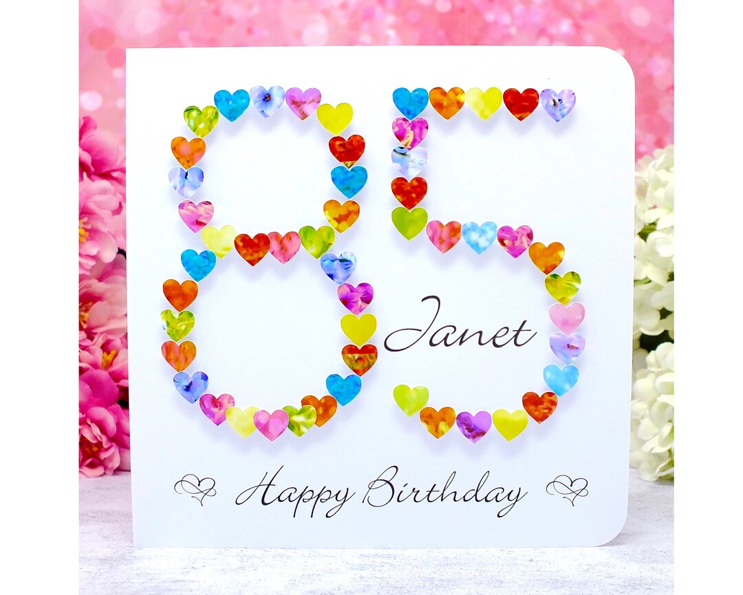 85th Birthday Card, Personalised & Handmade Age 85 Card, Personalised ...