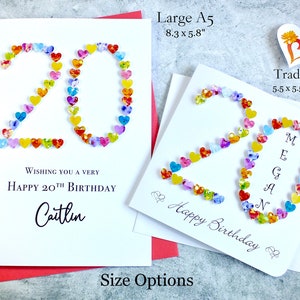 20th Birthday Card - Handmade and Personalised Age 20 Cards for Her ...