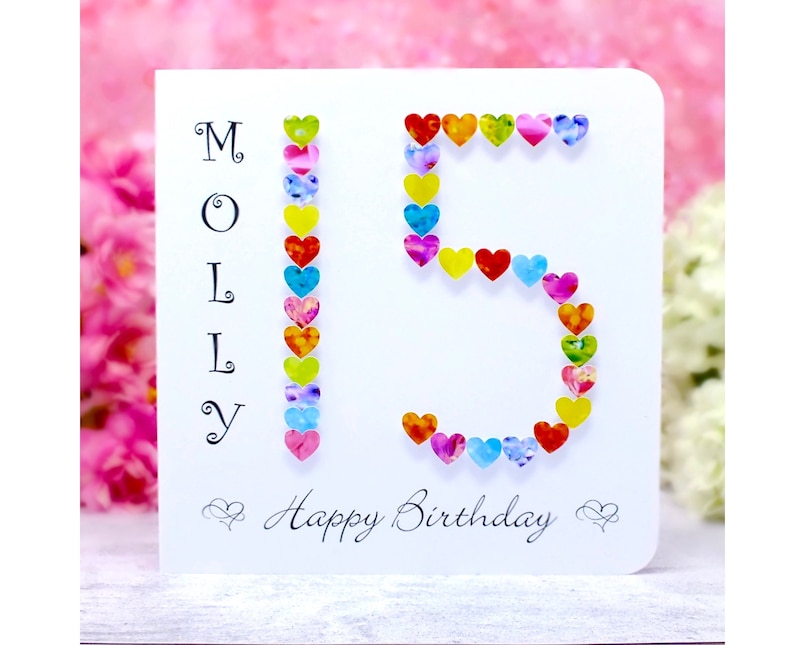 15th Birthday Card - Age 15 Birthday Card, Handmade & Personalised With ...