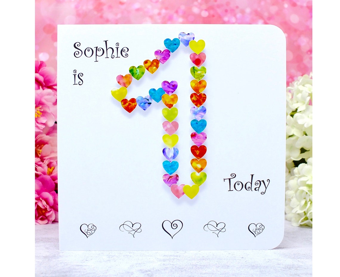 1st Birthday Card Personalised and Handmade First Birthday | Etsy