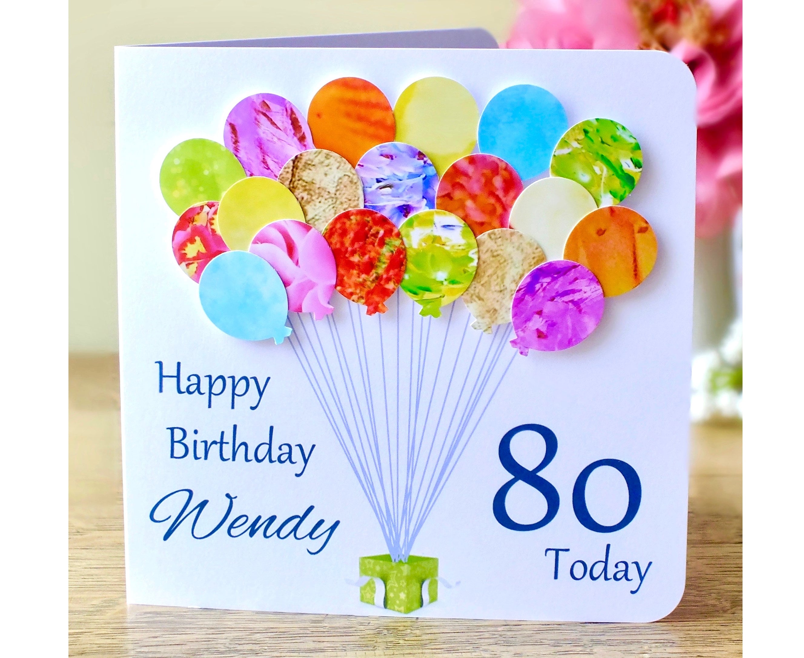 80th Birthday Balloons Card Blank Cards Paper etna.com.pe
