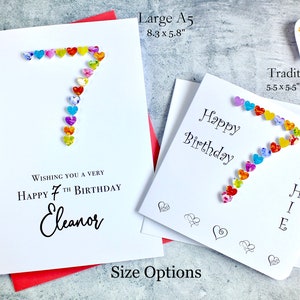 7th Birthday Card - Age 7 Birthday Cards - Handmade & Personalised for ...