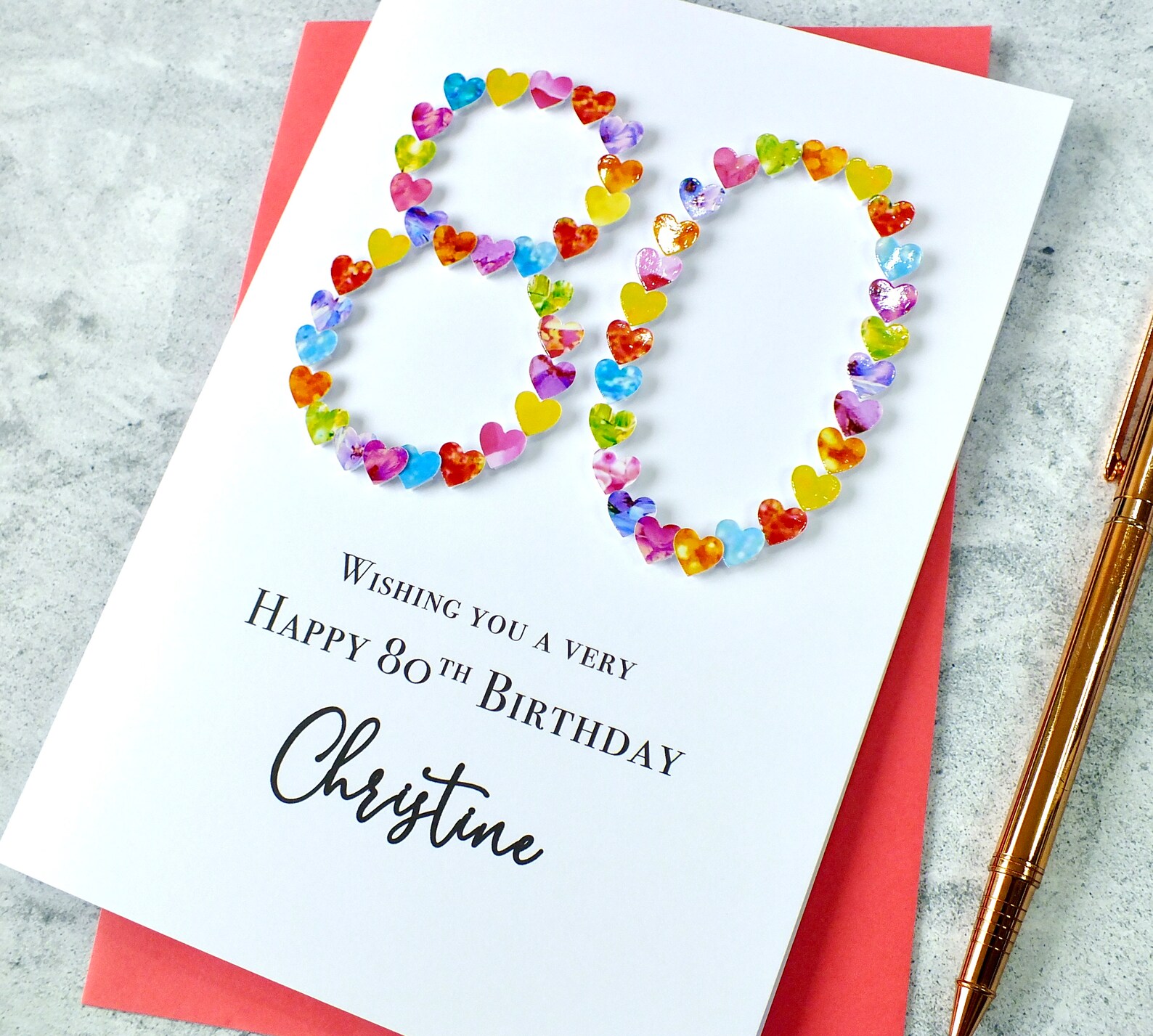 80th Birthday Card - Personalised Age 80 Card - Handmade 80th Birthday ...