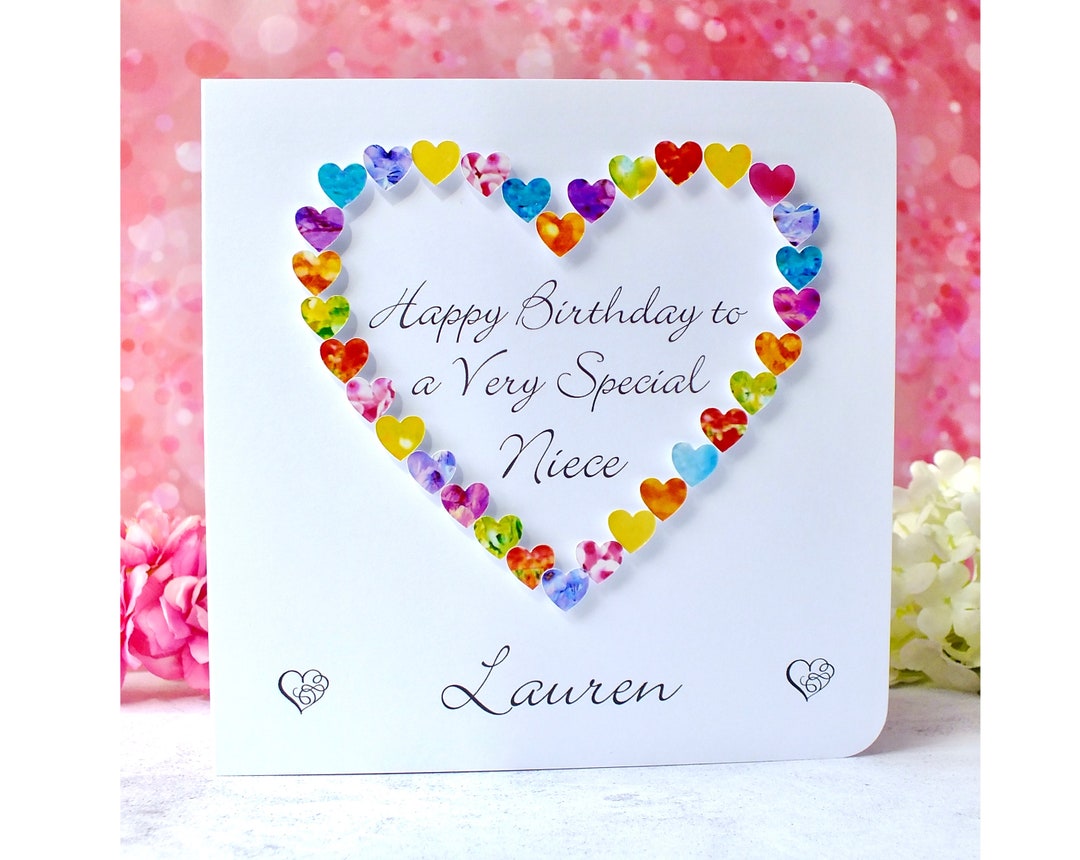 Niece Birthday Card - Handmade Personalised 'happy Birthday to a Very ...