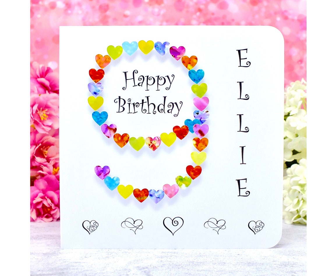 9th Birthday Card Handmade and Personalised Age 9 Card - Etsy