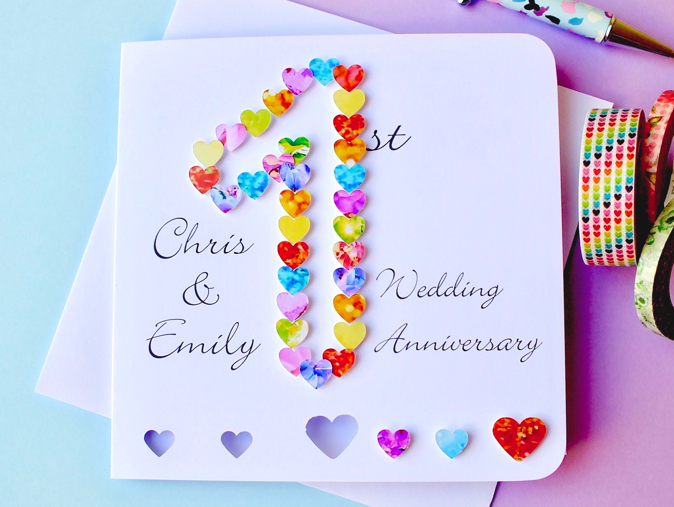 1st Wedding Anniversary Card Handmade Personalised First Etsy