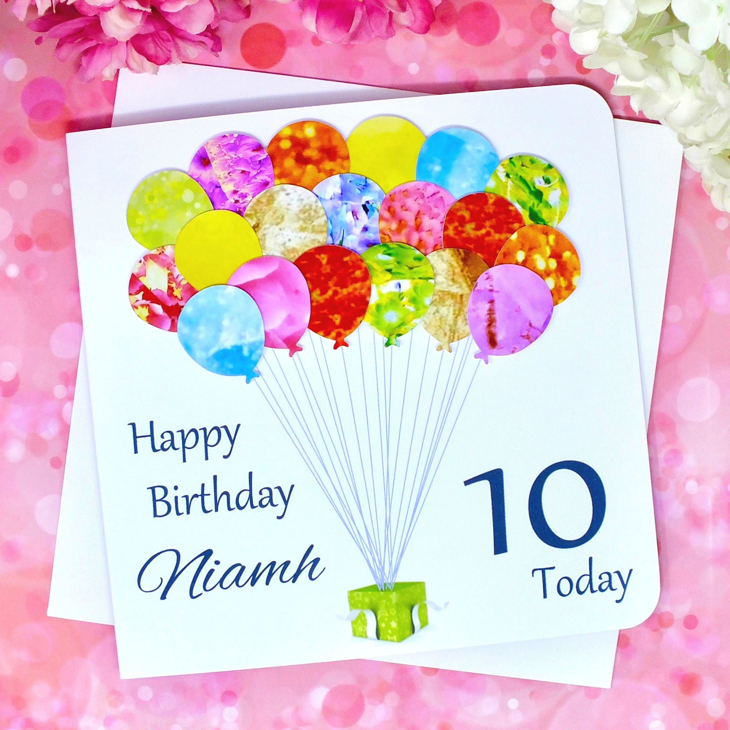 10th Birthday Card - Personalised Age 10 Birthday Card - Handmade ...