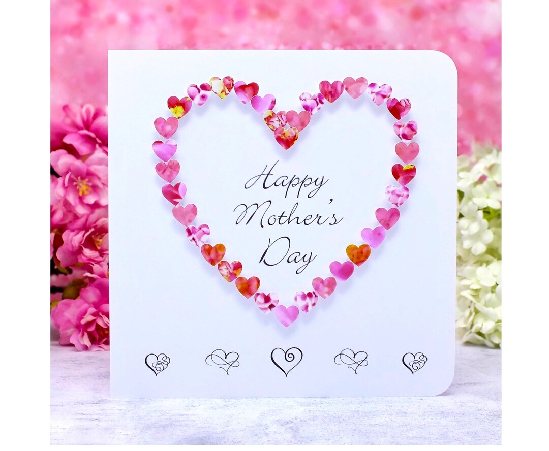 Mother's Day Card - Happy Mothers Day, Handmade Love Heart in Pink ...