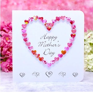 Mother's Day Card - Happy Mothers Day, Handmade Love Heart in Pink ...