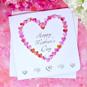 Mother's Day Card - Happy Mothers Day, Handmade Love Heart in Pink ...