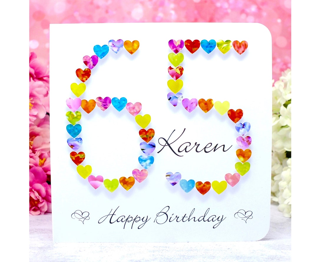 65th Birthday Card - Personalised Age 65 Card - Handmade 65th Birthday ...