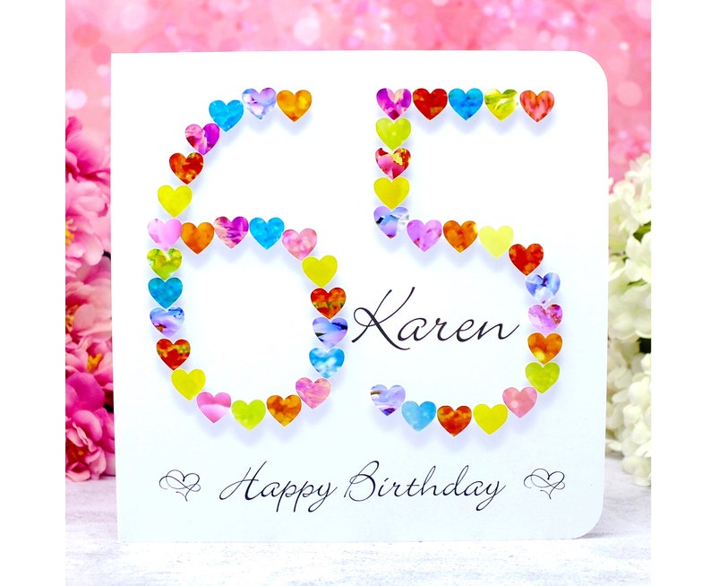 65th Birthday Card - Personalised Age 65 Card - Handmade 65th Birthday ...