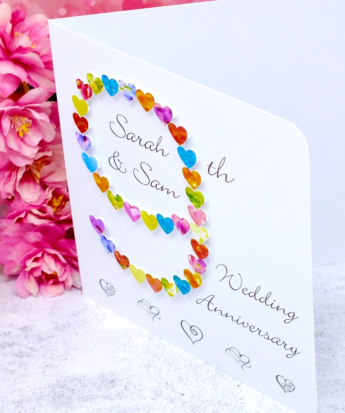 9th Wedding Anniversary Card Handmade and Personalised With - Etsy