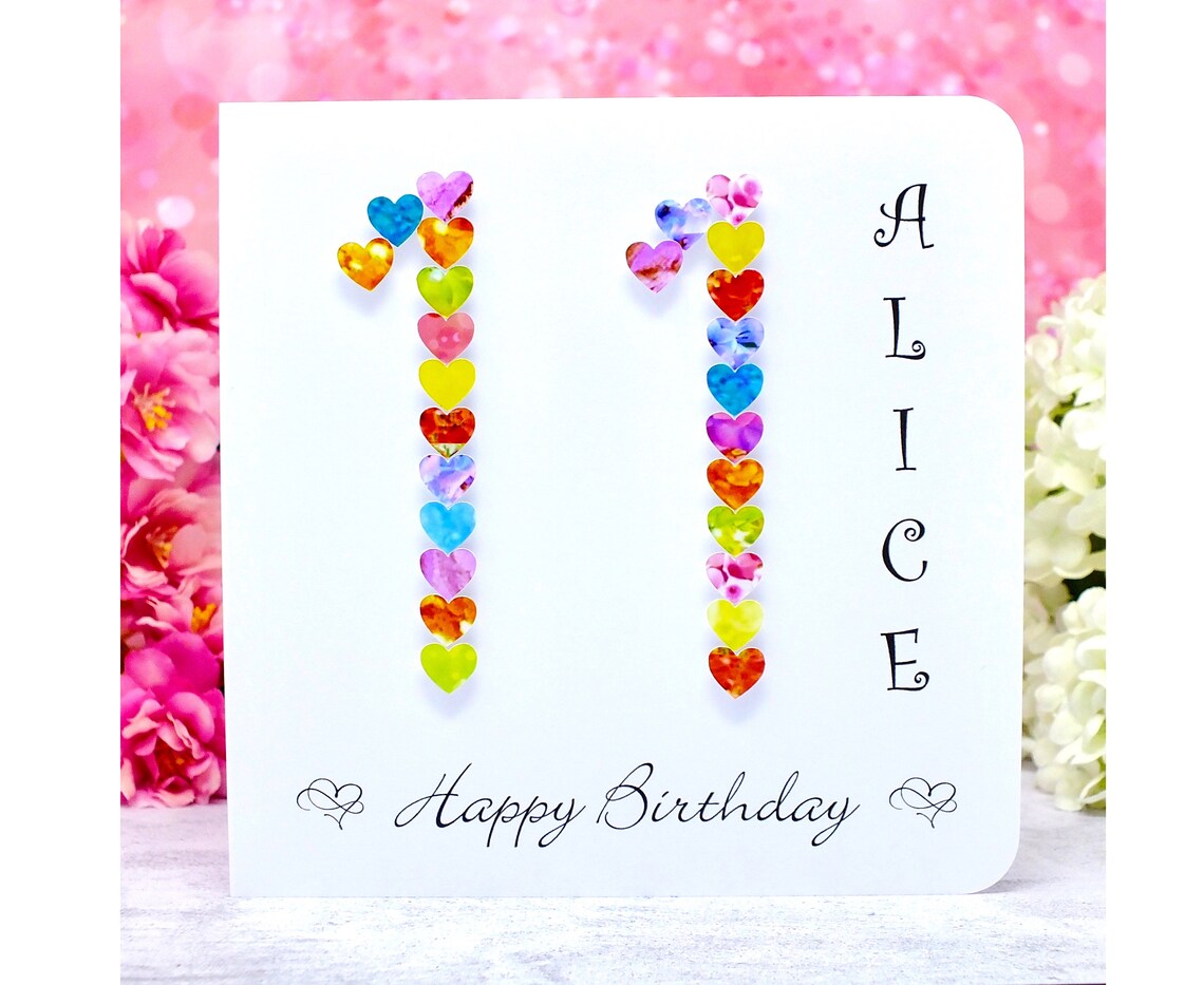 Handmade 11th Birthday Card Personalised With Name - Etsy UK