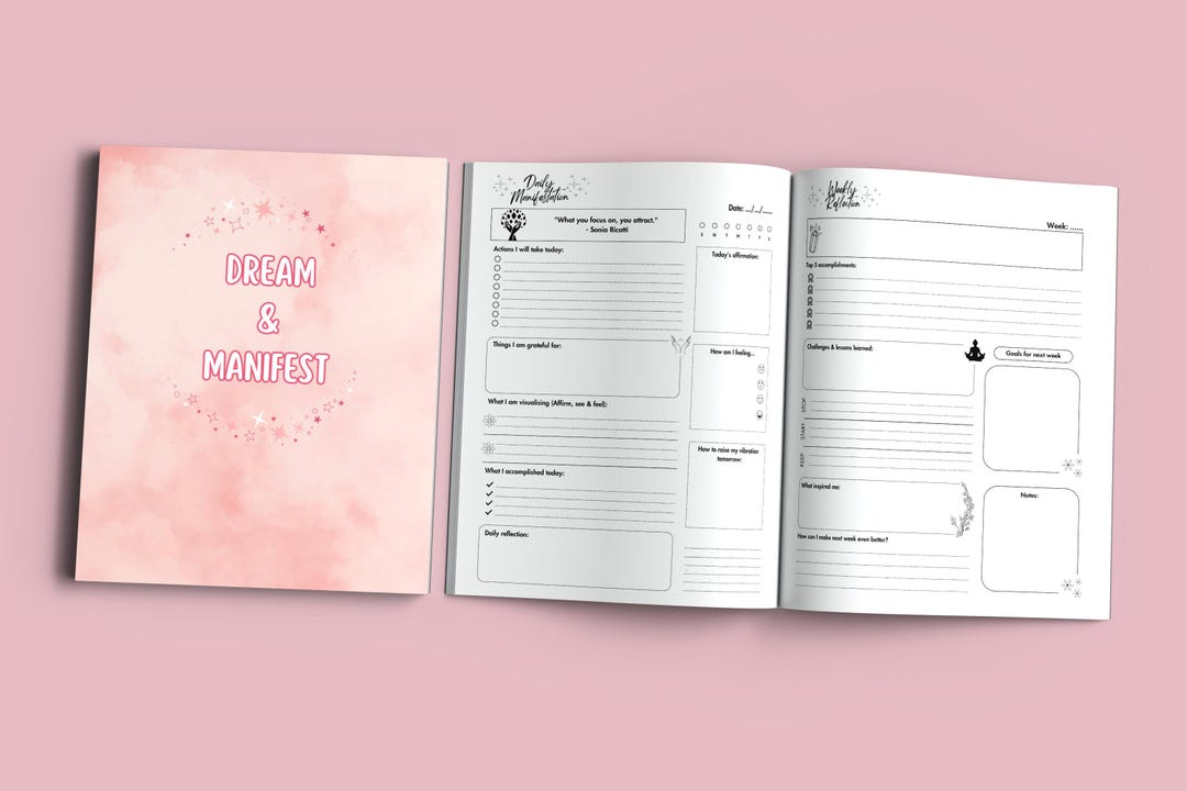 Dream and Manifest Journal, Daily Manifestation Gratitude Planner, Self ...