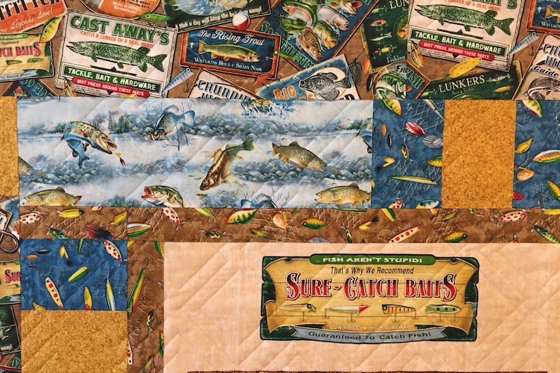 Gone Fishing Throw Size Quilt Pattern by Ellen Abshier - Etsy