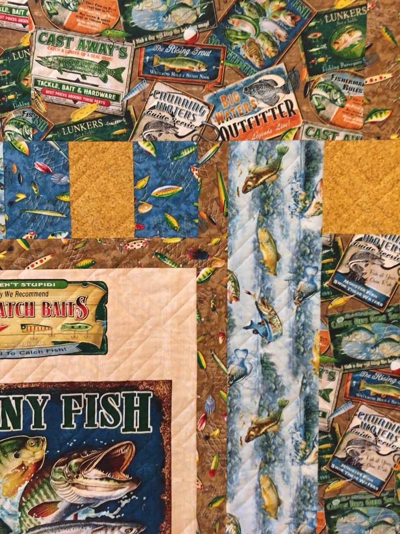 Gone Fishing Throw Size Quilt Pattern by Ellen Abshier - Etsy