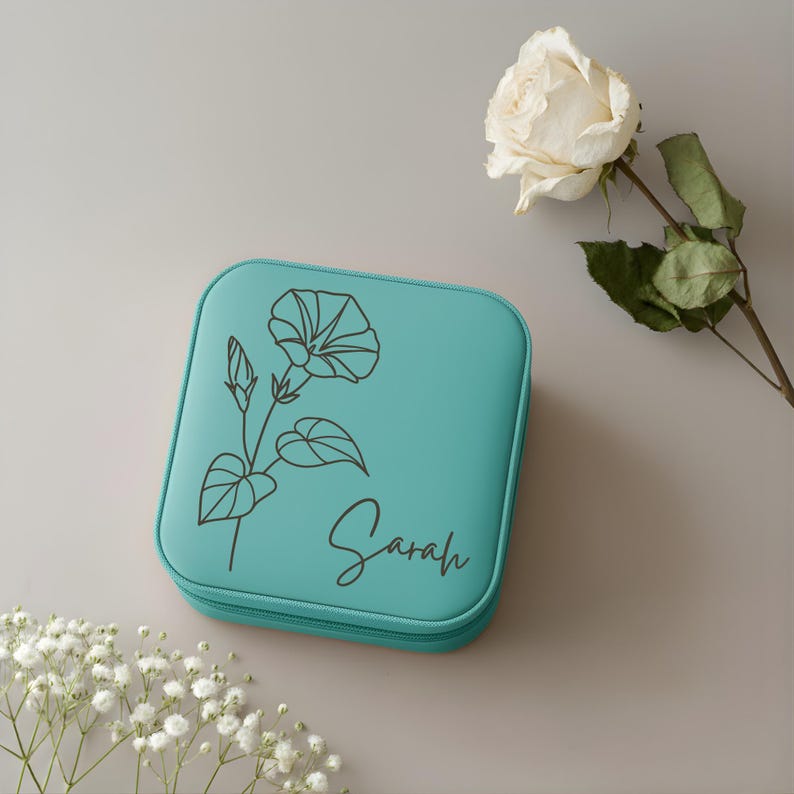 Personalised Jewellery Box With Custom Name and Birth Flower or ...