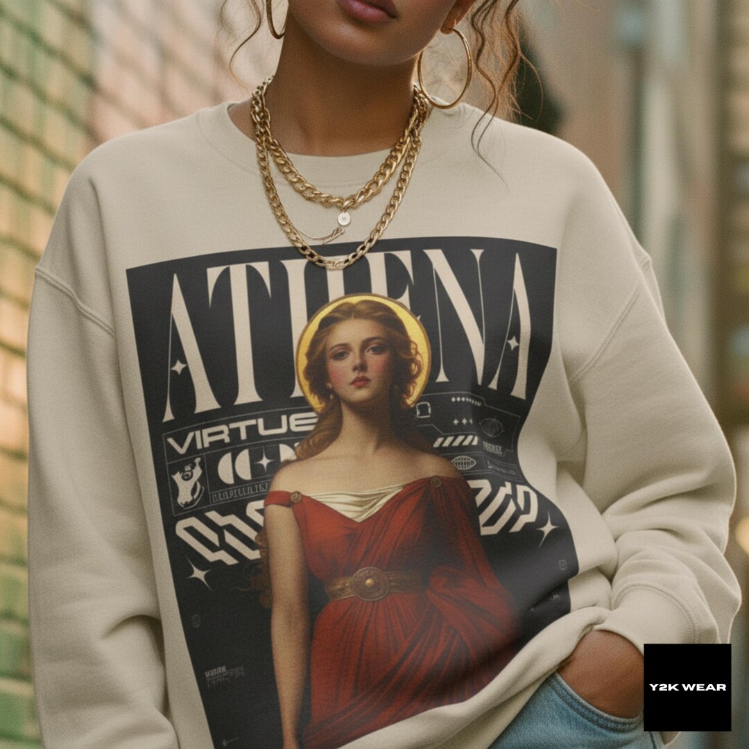 Athena Goddess of Wisdom Vintage Sweatshirt - Unisex Crewneck, Greek ...