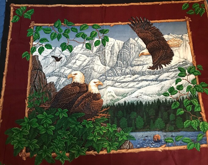4 American eagle panels Spring industries 34" x 45" nesting and soaring ...