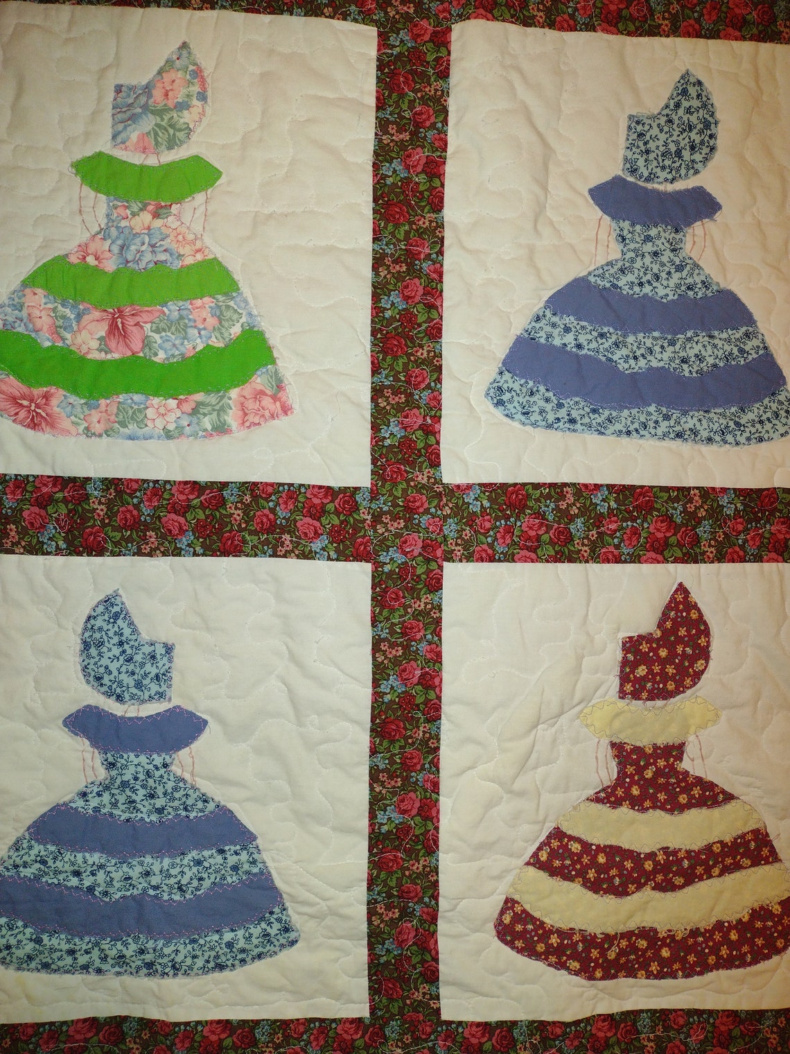 Southern Belle Quilt 86" X 86" 1960s Machine Applique & Quilted Hand ...