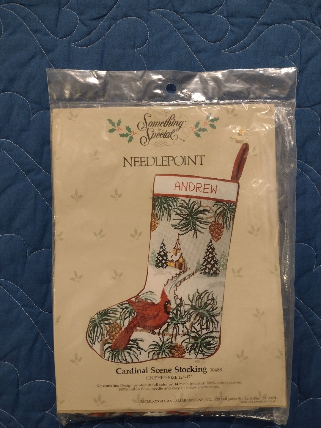 Cardinal Scene Needlepoint Christmas Stocking #30488 12" X 17" by ...