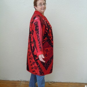 Quilted Coat jacket by Tabitha Quilt in Bright Red and Black Seminole ...