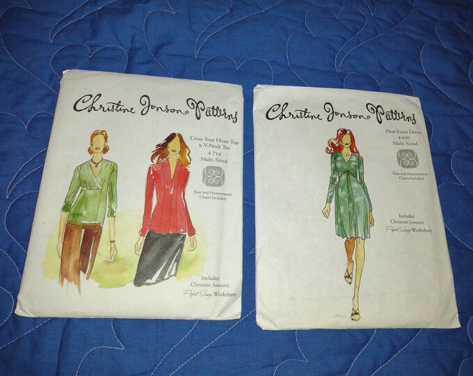 Two Christine Jonson Sewing Patterns in Multi Sizes 4-22 #714 Cross ...