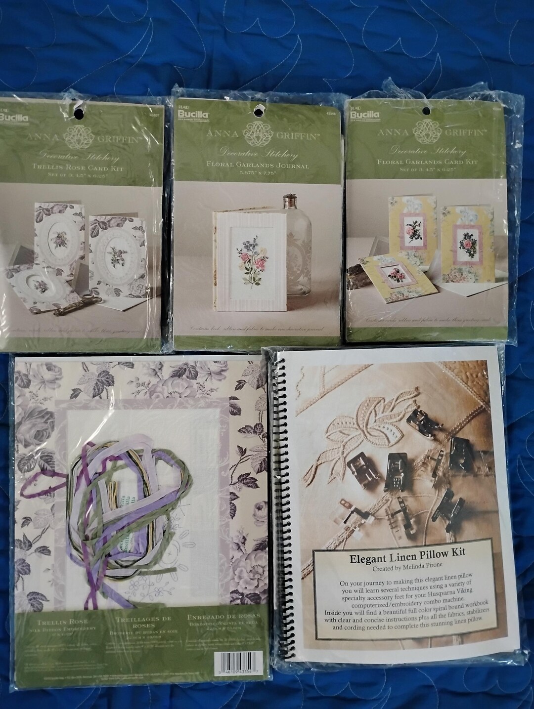 Anna Griffin Rose Trellis Embroidery and Card Kits, Floral Garlands ...