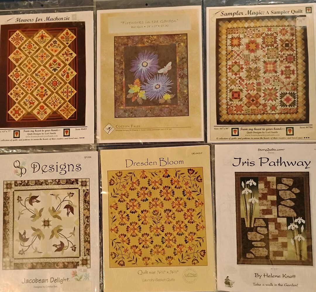 5 Floral Quilt Patterns and 1 Sampler Flowers for Mackenzie, Fireworks ...