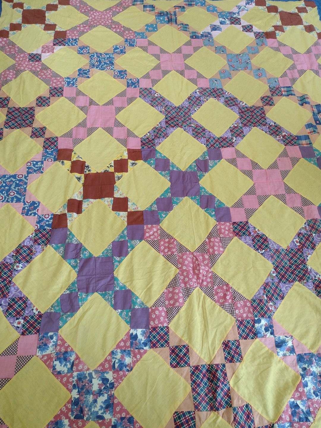 1950s Jacob's Ladder/underground Railroad Quilt Top 84 X 72 W. 6.5 ...