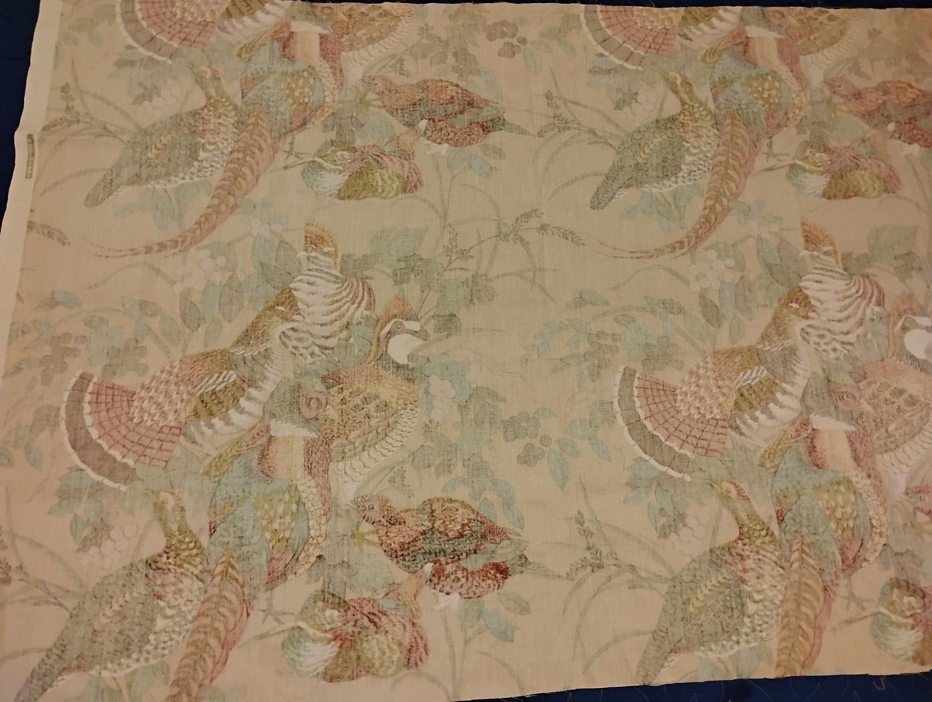 Game Birds Fabric by Cyrus Clark TWO Pieces: 2 Yds. - 2" X 56" AND 1 Yd ...